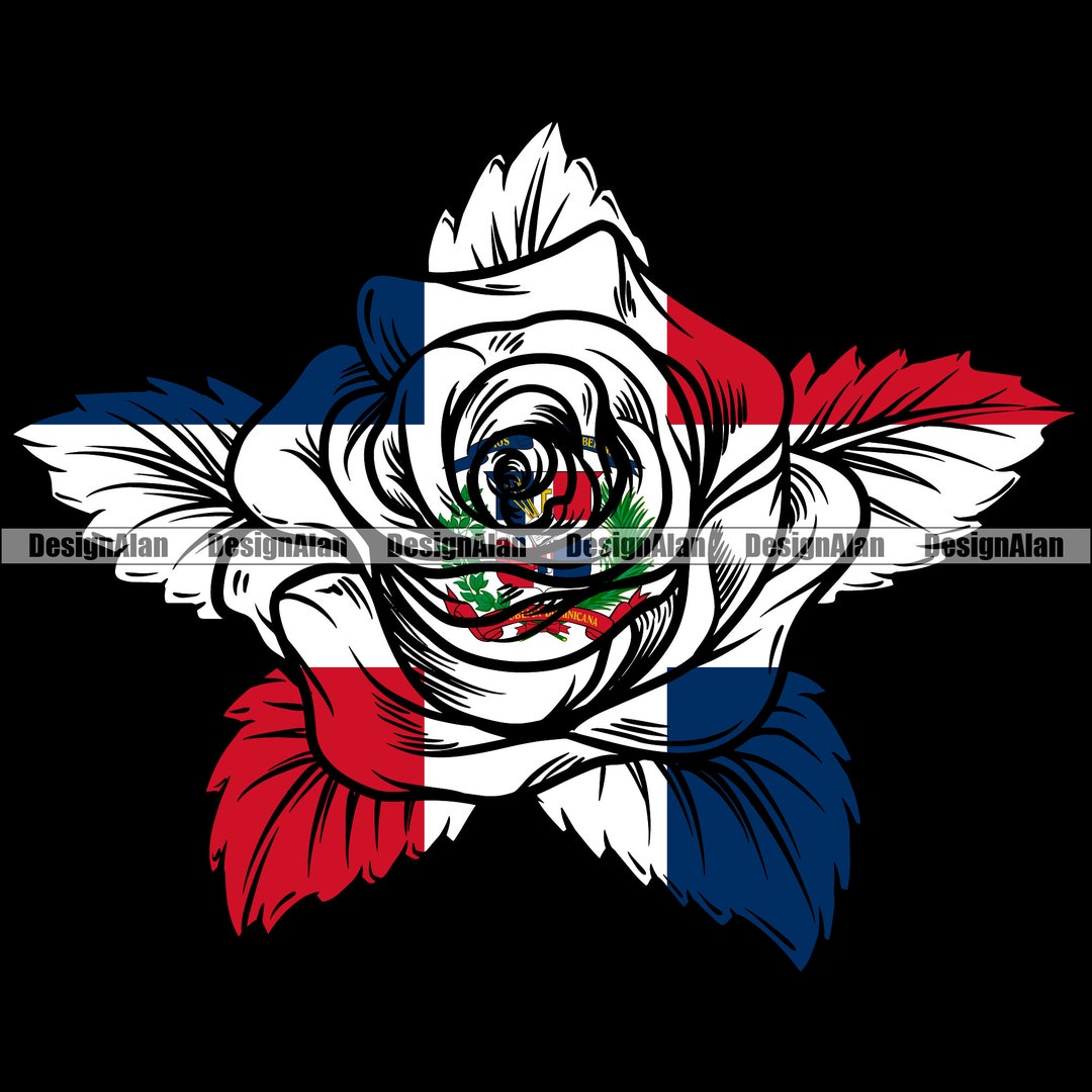 Dominican Republic Flag Rose Flower Spanish Latino Hispanic Dominicano ...