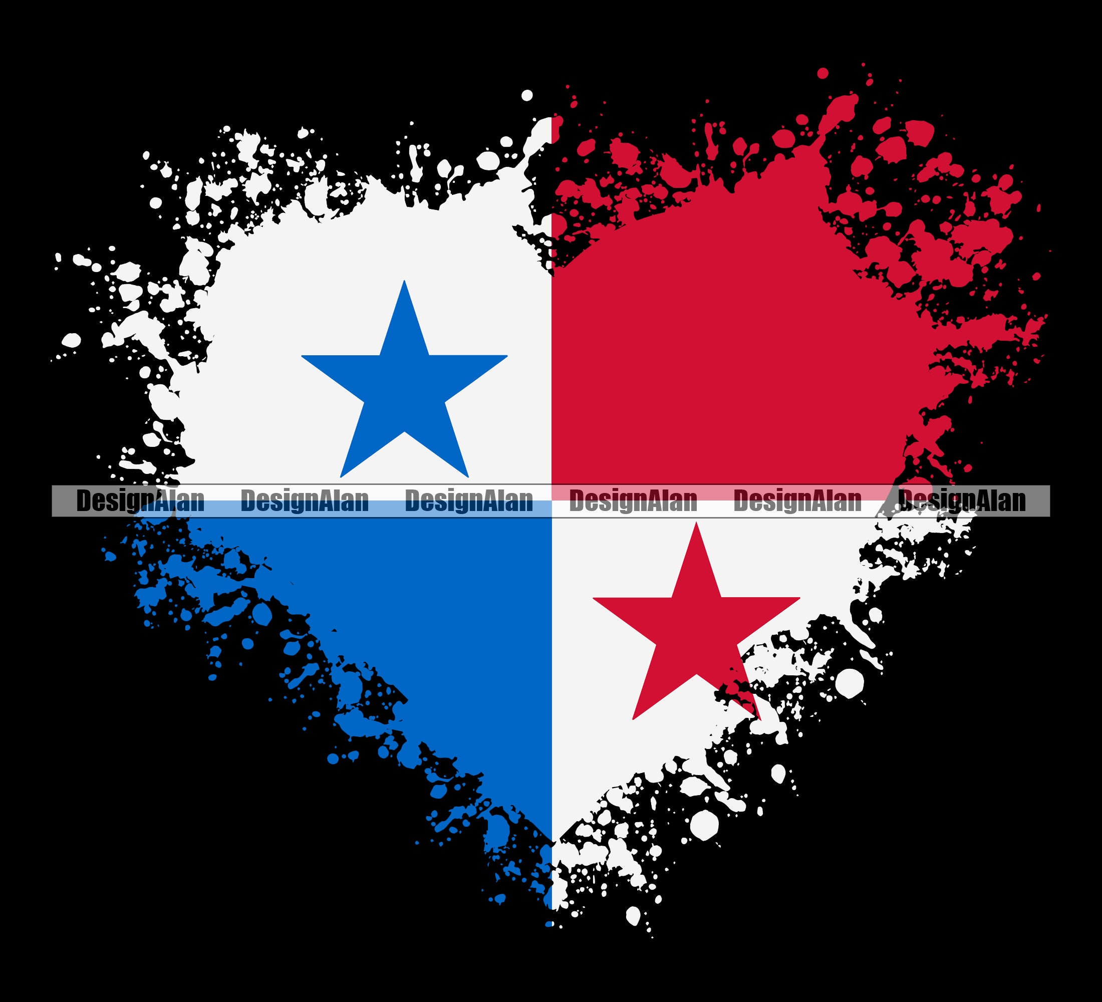 Panama Panamanian Flag Heart Paint Splatter Splash Proud Spanish Latino ...