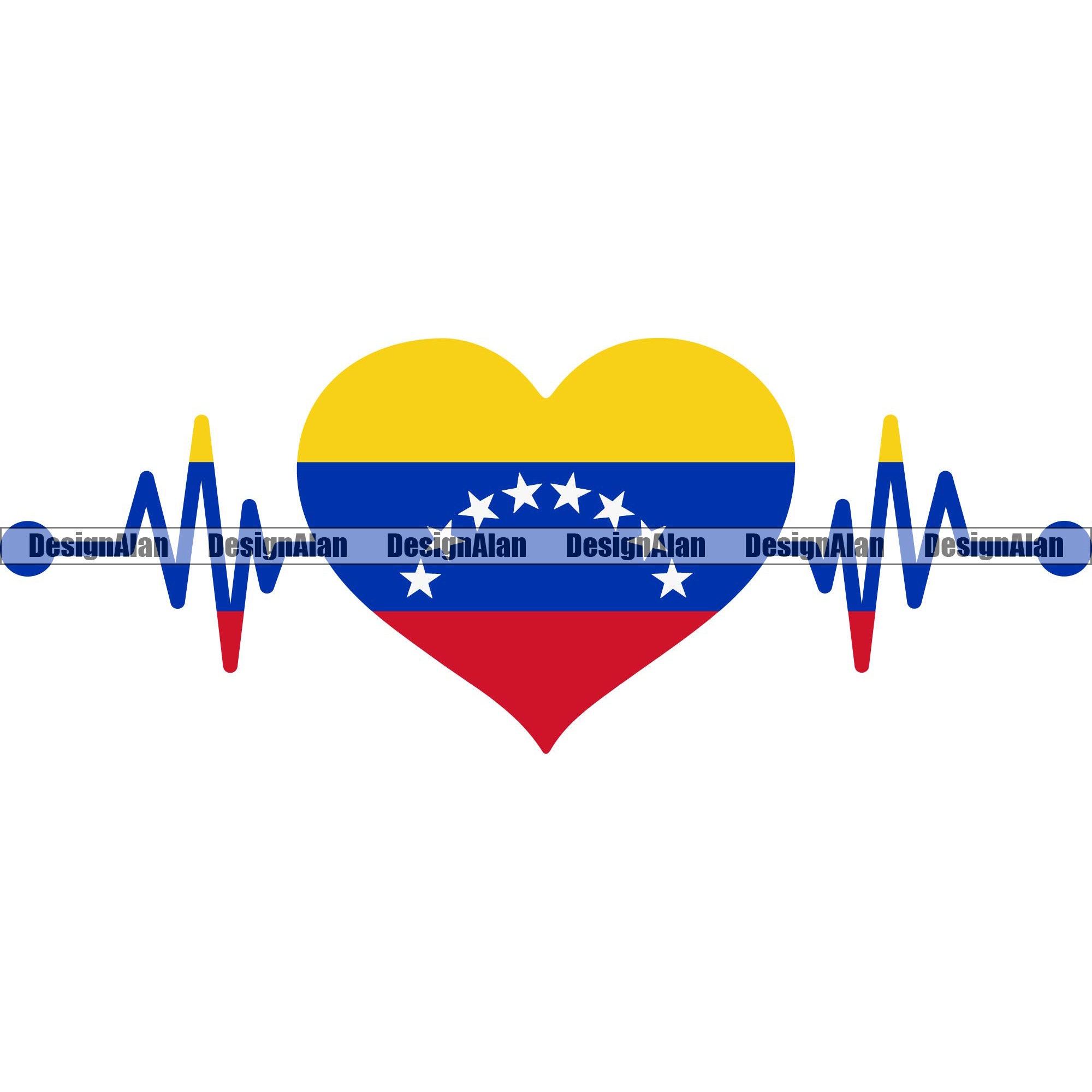 Venezuela Venezuelan Heartbeat Heart Ethnic EKG Wave Love Spanish ...