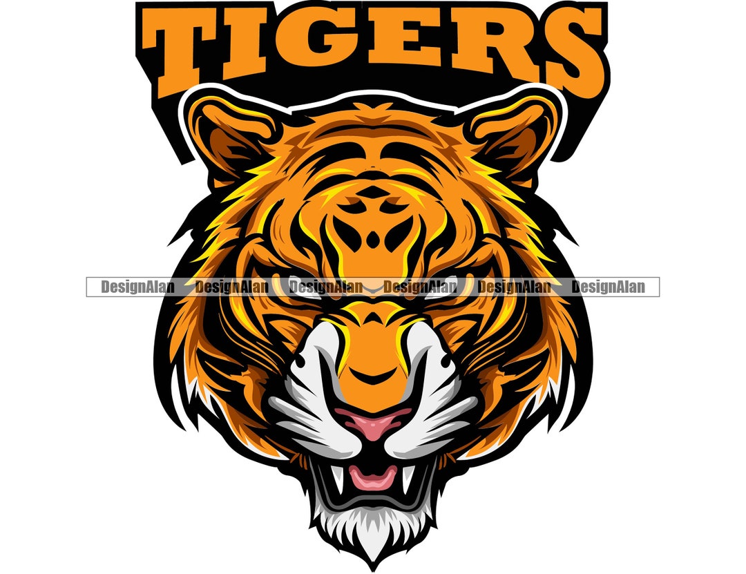 Bengal Tiger School Mascot Sports Team Cartoon Growling Angry - Etsy