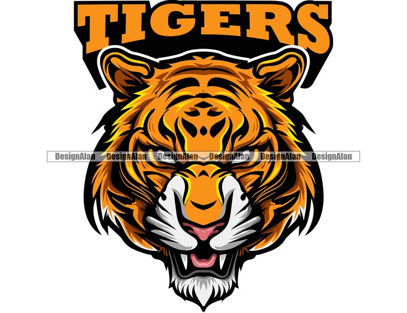 Bengal Tiger School Mascot Sports Team Cartoon Growling Angry - Etsy