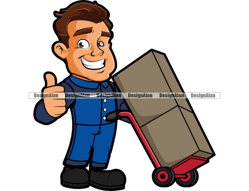 Mover Thumbs up Happy Man Cartoon Character Moving Business Company ...