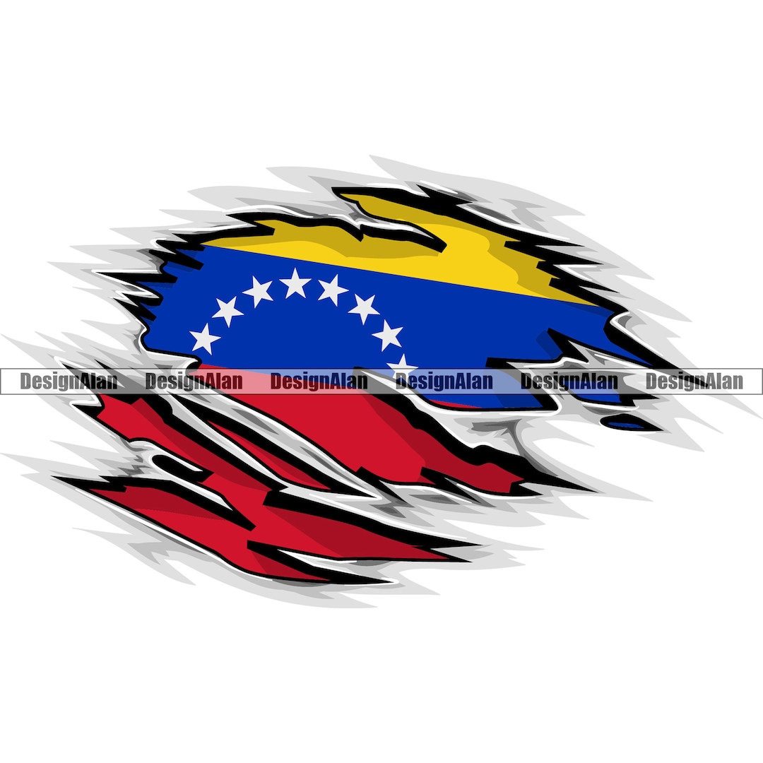 Venezuela Venezuelan Flag Torn Ripped Through Fabric Wall Spanish ...