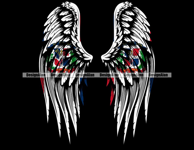 Dominican Republic Angel Wings Flag Feather Freedom Spanish - Etsy