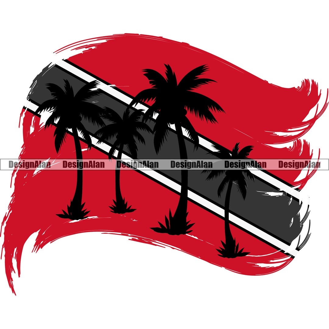 Trinidad and Tobago Trinidadian Distressed Flag Palm Tree Caribbean ...