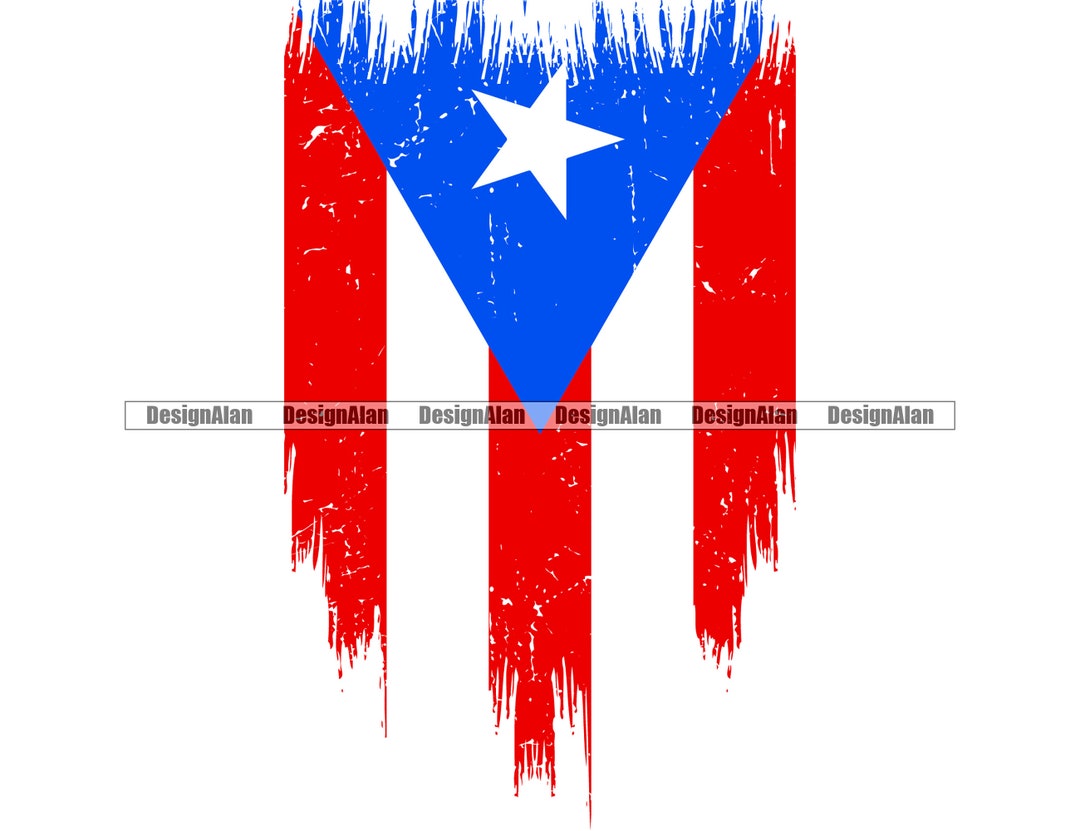 Puerto Rico Rican Flag Distressed Ripped Torn Grunge Spanish Latino ...