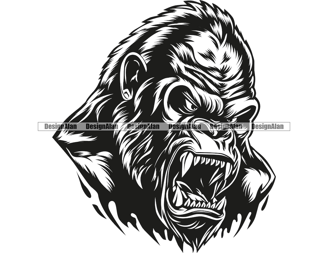 Gorilla School Mascot Sports Team Mean Growling Teeth Silverback Ape ...