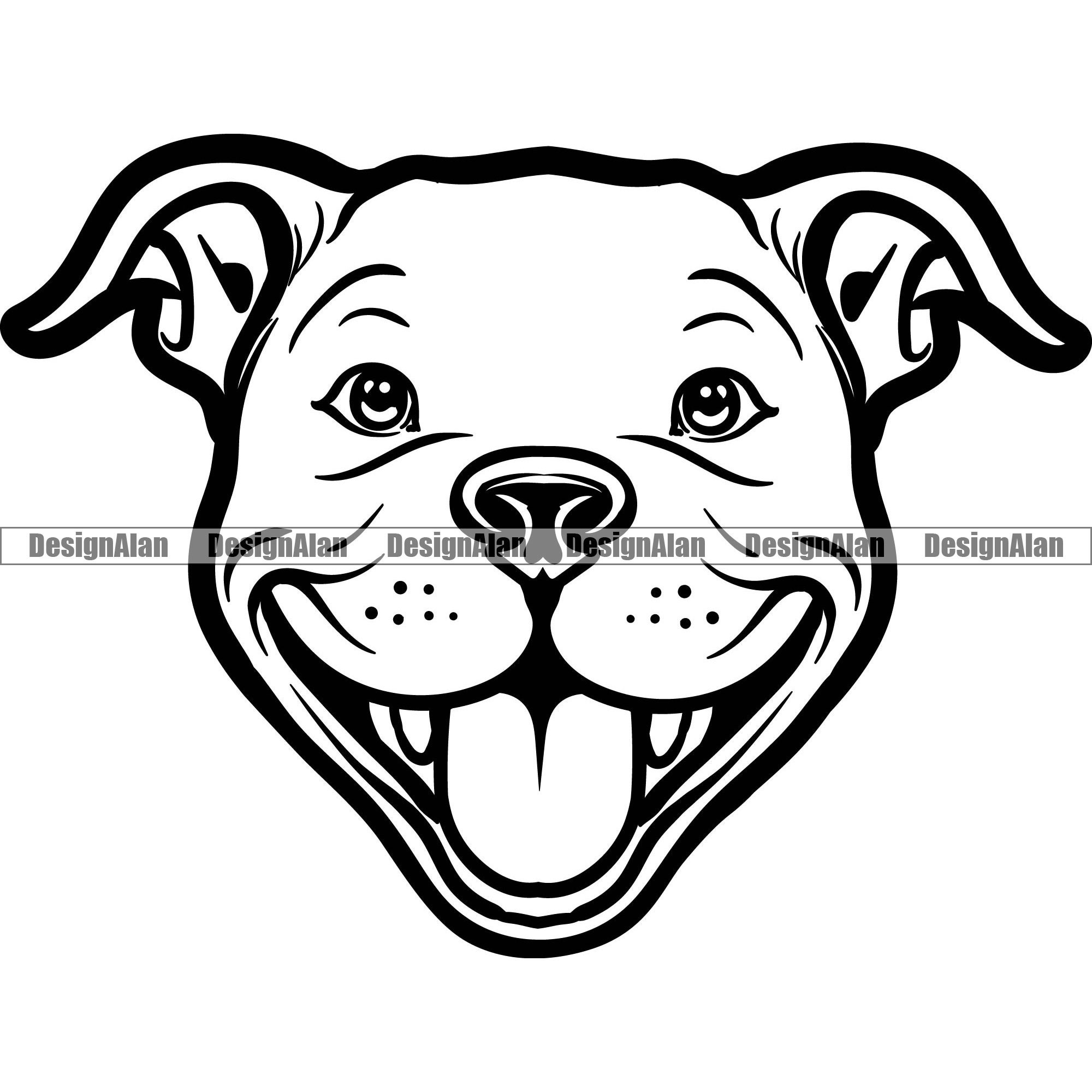 Pitbull Dog Face Drawing