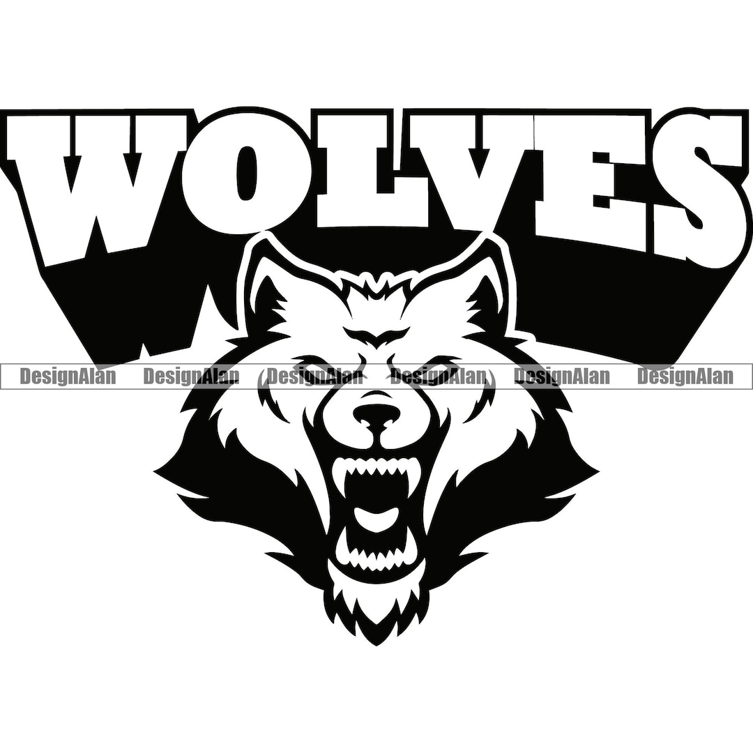 Wolf School Mascot Sports Team Fantasy League Cartoon Wild Animal Angry ...