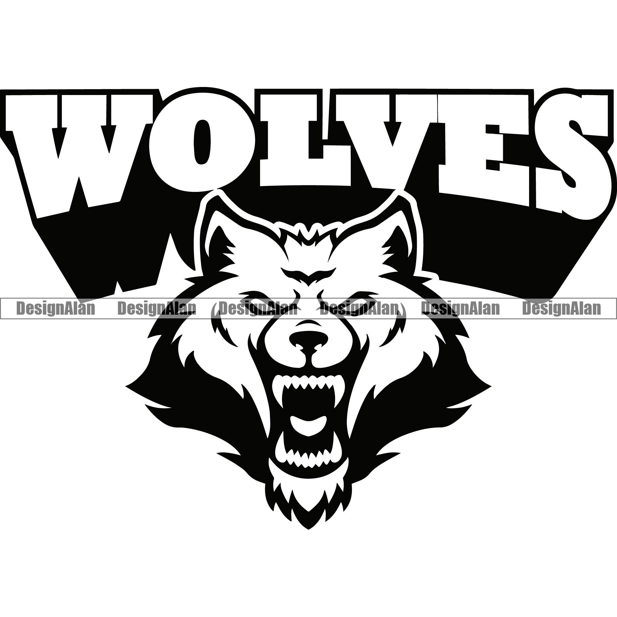 Wolf School Mascot Sports Team Fantasy League Cartoon Wild Animal Angry ...
