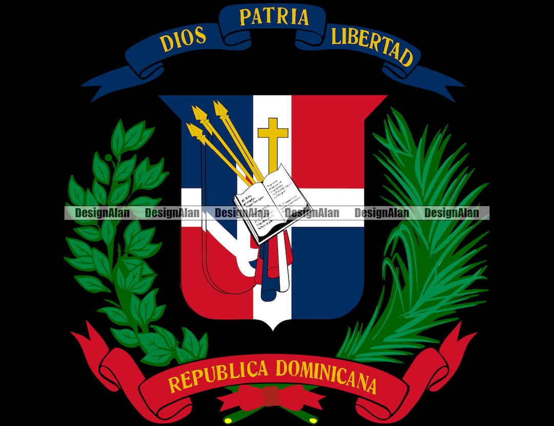Dominican Republic Flag Coat of Arms Emblem Badge Icon Dominica Spanish ...