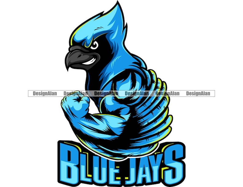 Bluejay Blue Jay Bird School Mascot Sport Team Cartoon Character Angry ...