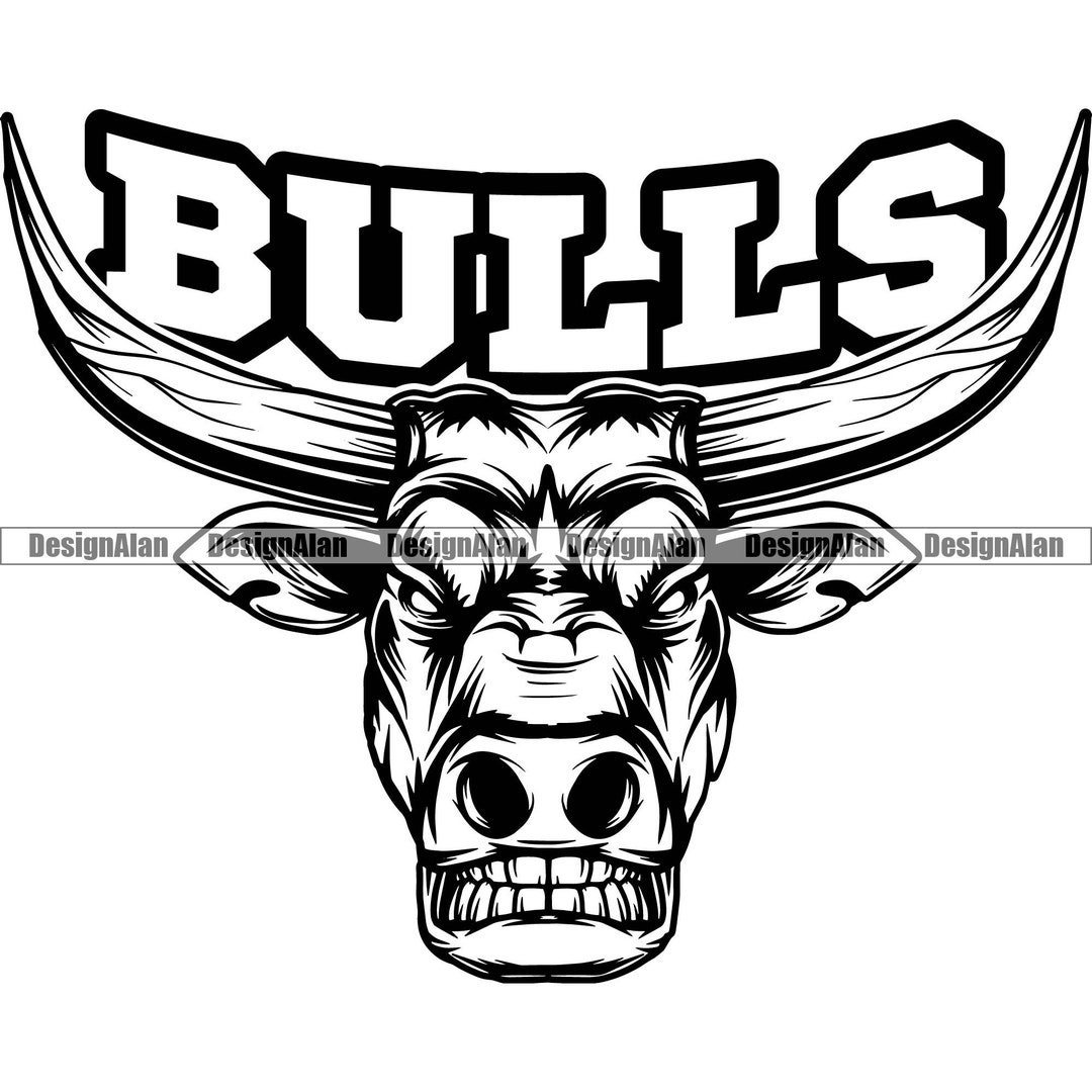 Bull School Mascot Sports Team Cartoon Character Mean Wild - Etsy