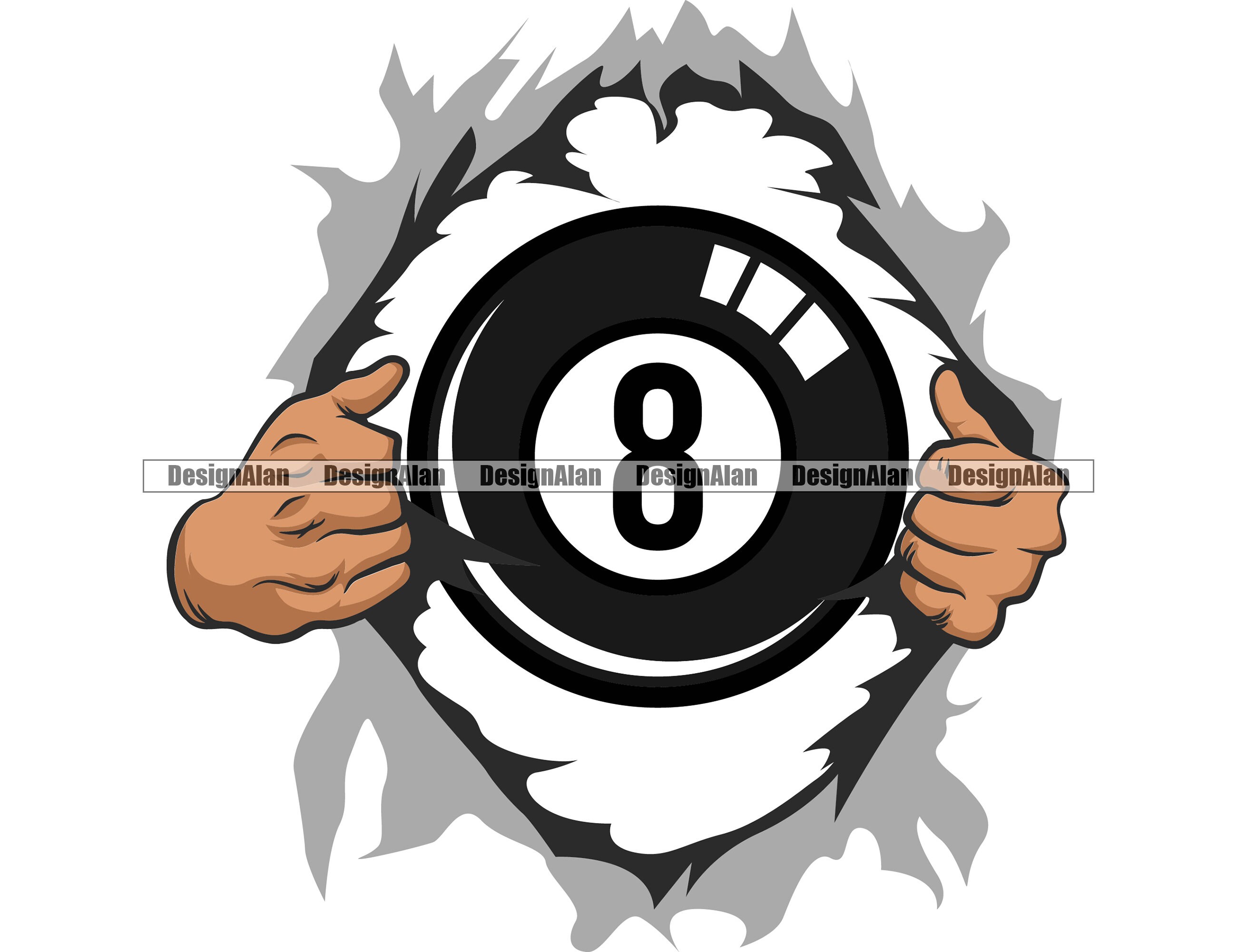 Hands Ripping Shirt Open Showing Eight Ball Billiards Pool Superhero ...