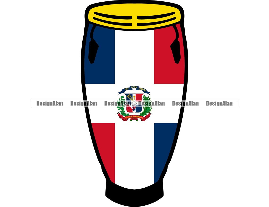 Dominican Republic Flag Bongo Drum Music Musical Instrument Proud ...