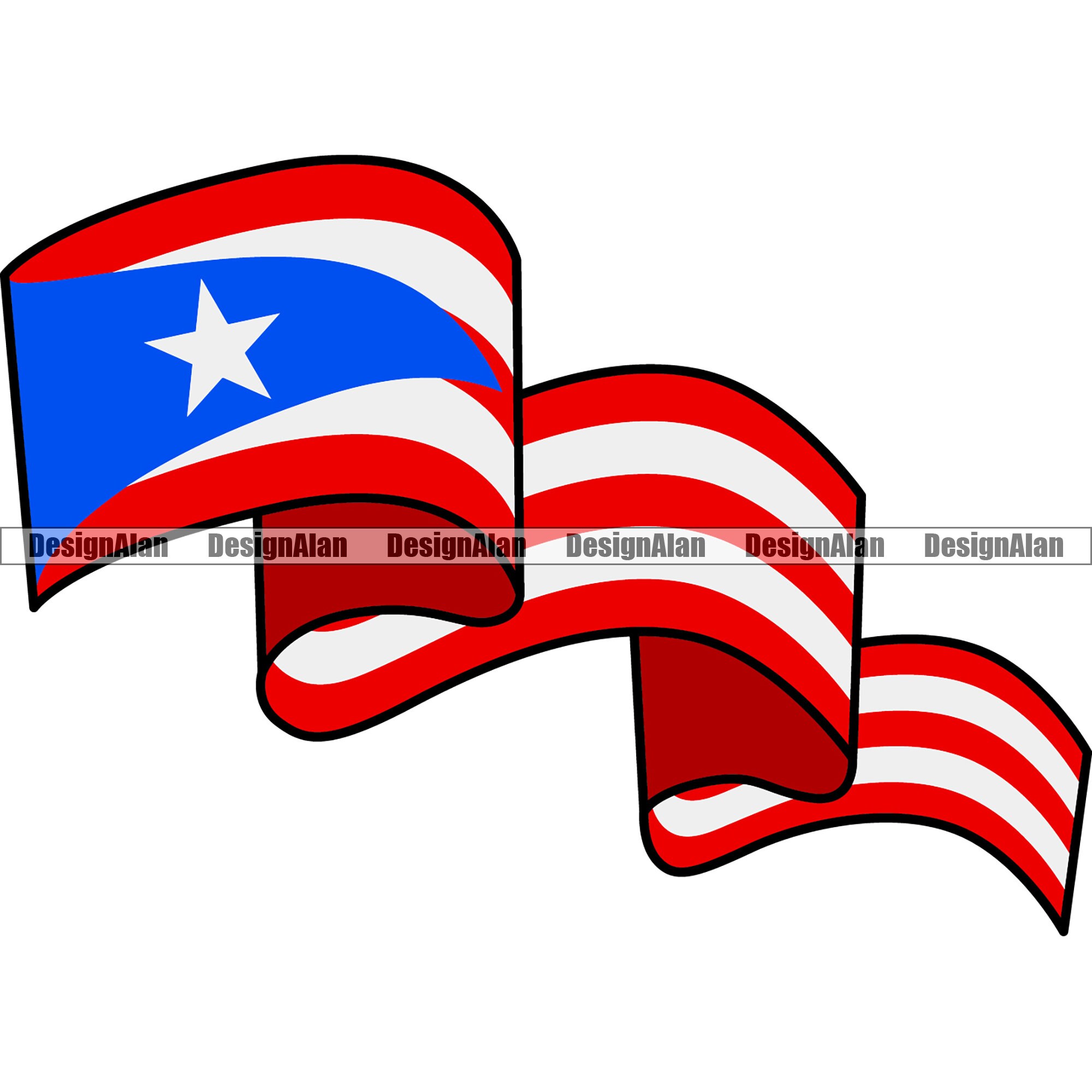 Puerto Rico Rican Flag Long Waving Wavy Wind Blowing Proud Spanish ...