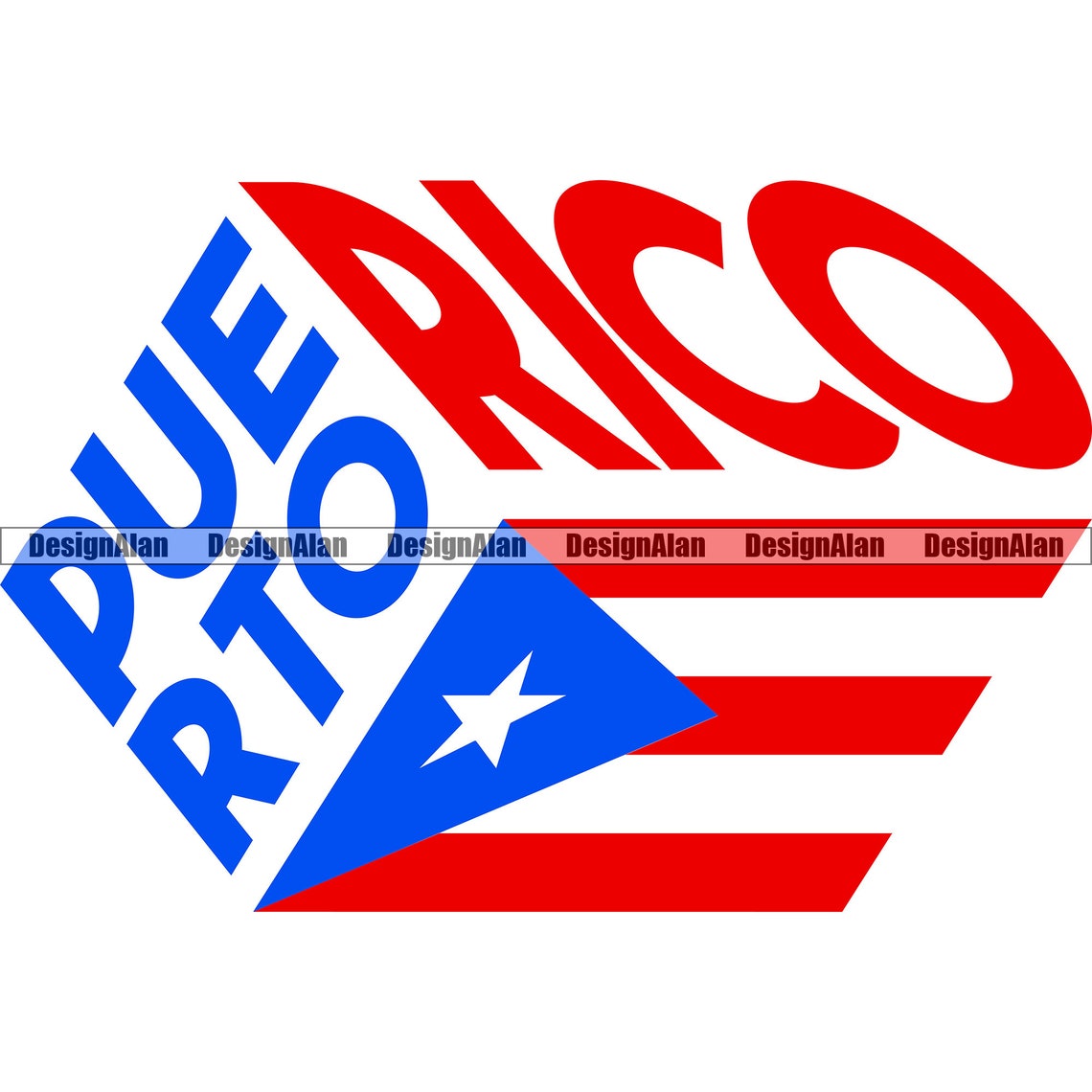 Puerto Rico Rican Flag 3D Word 3 3-D Text Dimensional Spanish Latino ...