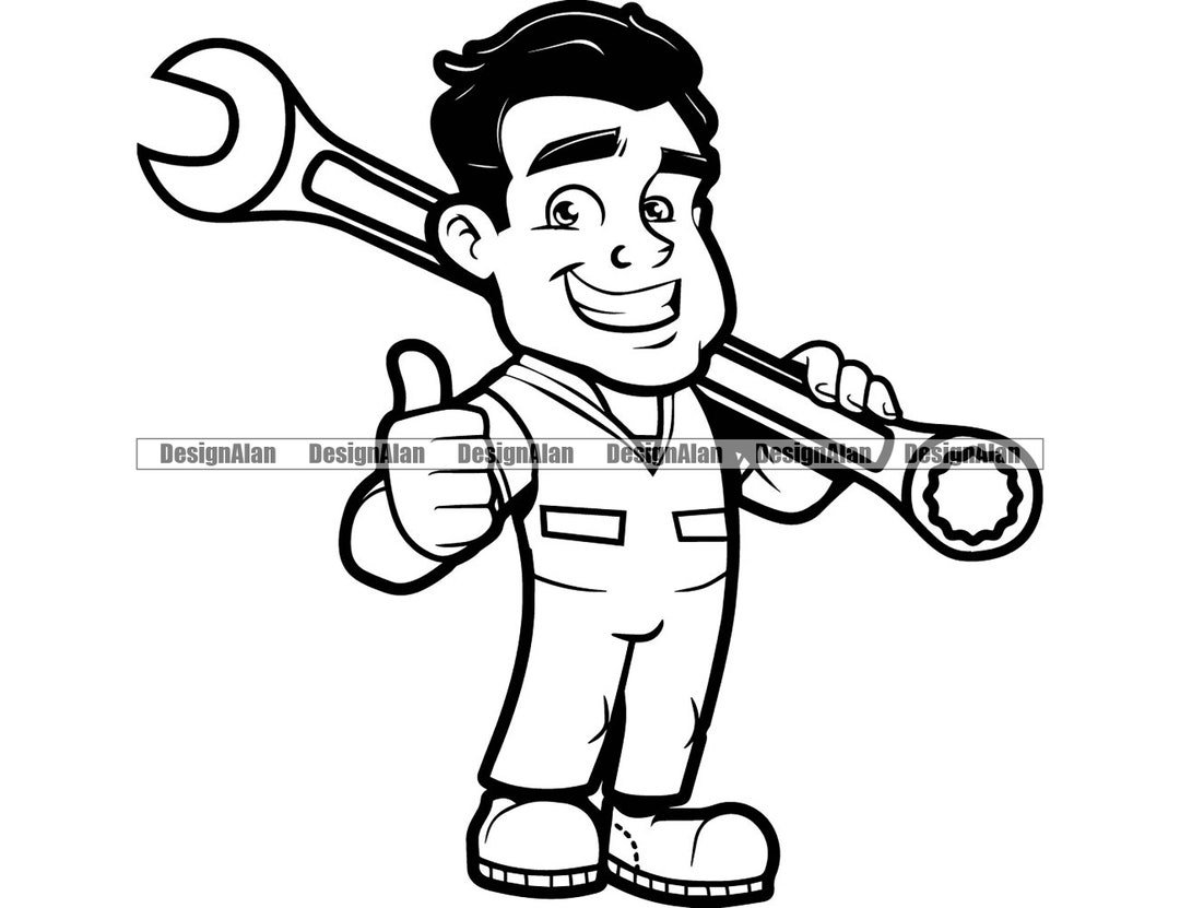 Mechanic Thumbs up Happy Man Cartoon Garage Business Auto Repair ...