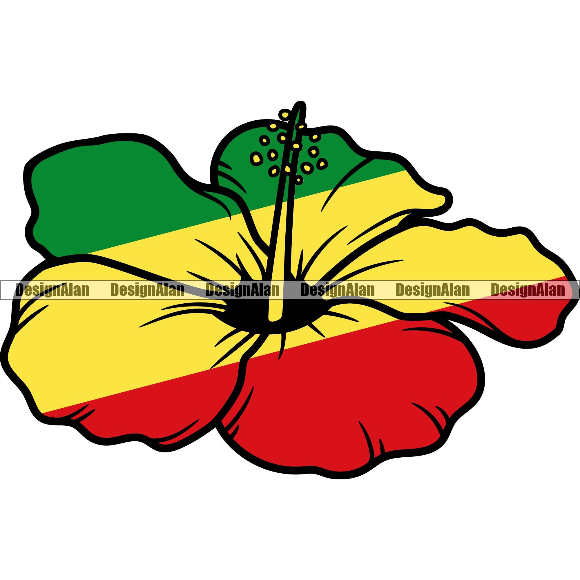 Reggae Rasta Jamaica Jamaican Rastafarian Rastafari Flag Hibiscus ...