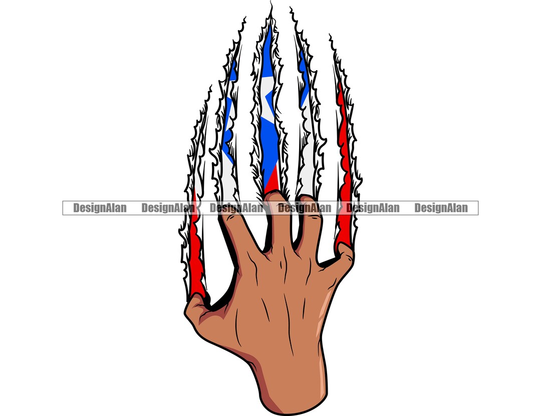 Puerto Rico Rican Flag Hand Scratching Scratch Rip Ripping Spanish ...