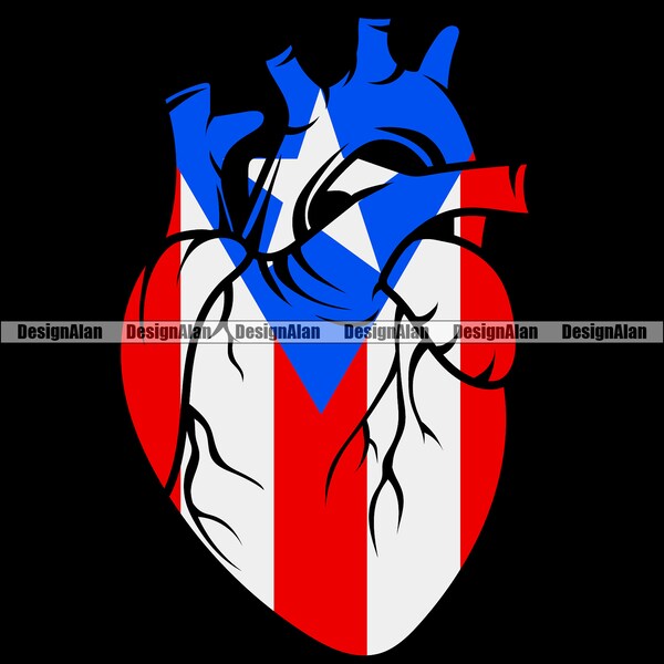 Puerto rico flag heart svg - Etsy México