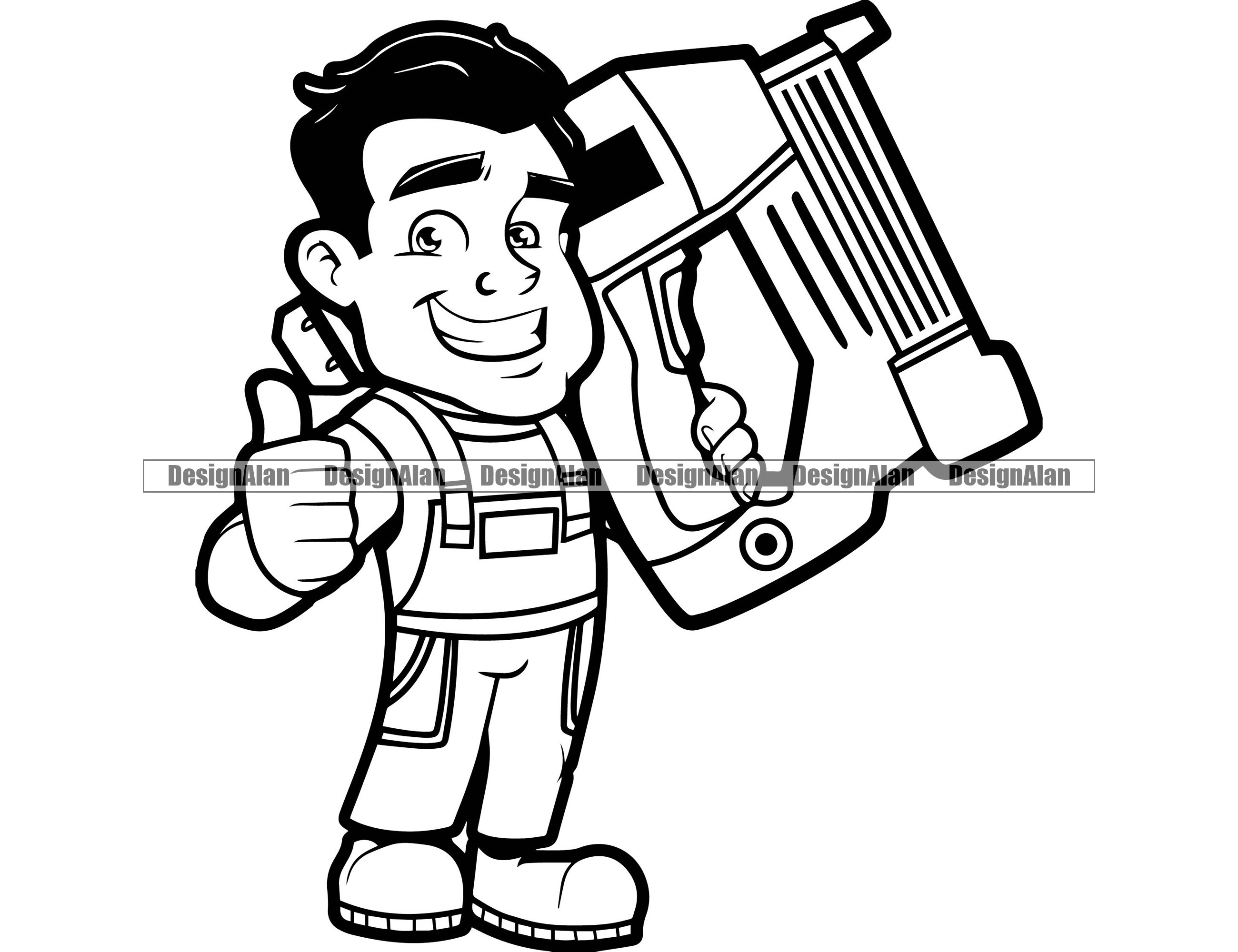 Roofer Thumb up Cartoon Man Roofing Business House Home Repair - Etsy