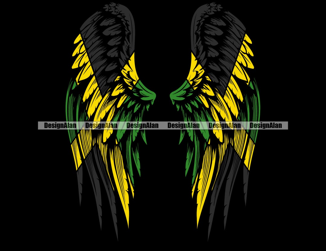 Jamaica Jamaican Reggae Rasta Rastafarian Rastafari Angel Wing Flag ...