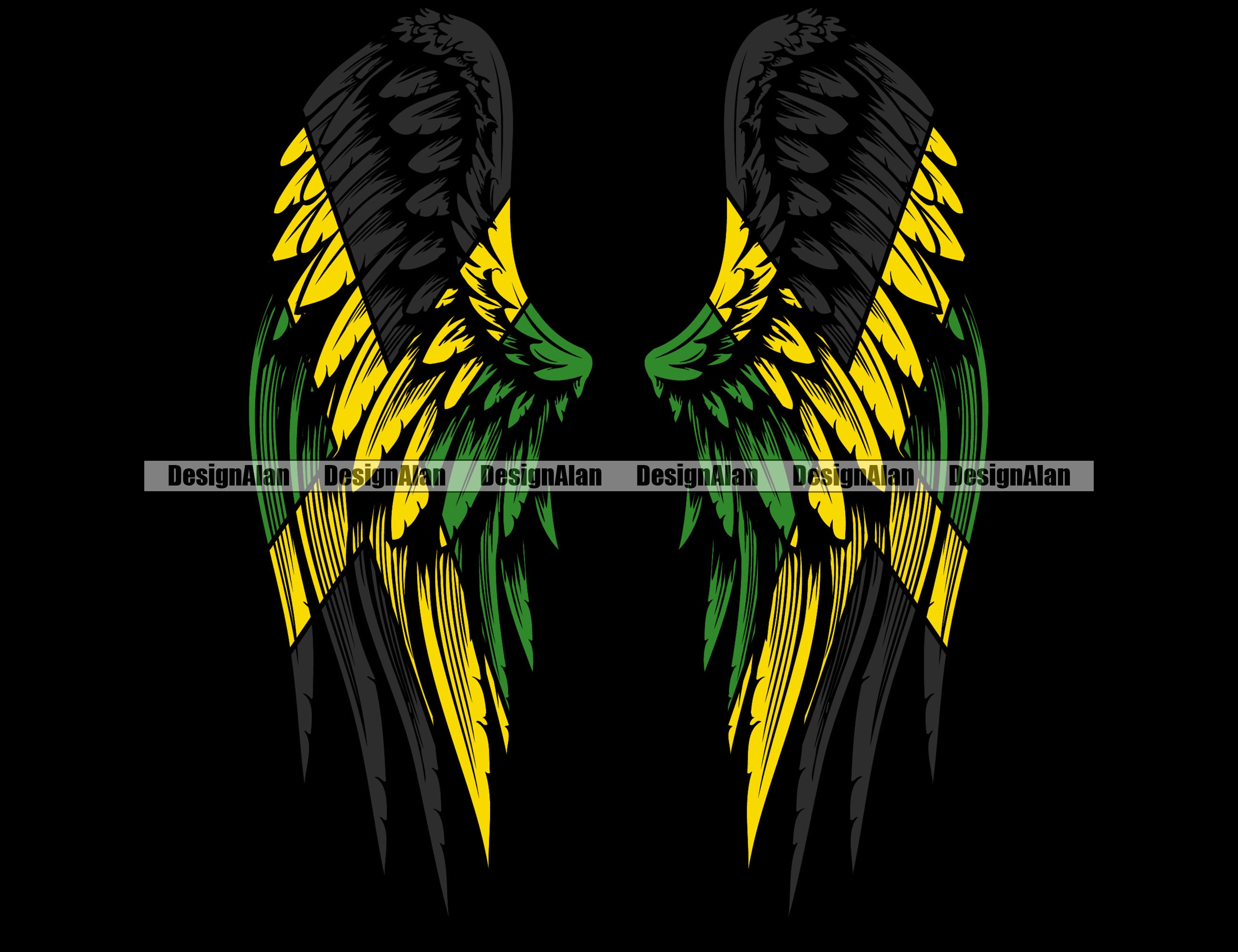 Jamaica Jamaican Reggae Rasta Rastafarian Rastafari Angel Wing Flag ...