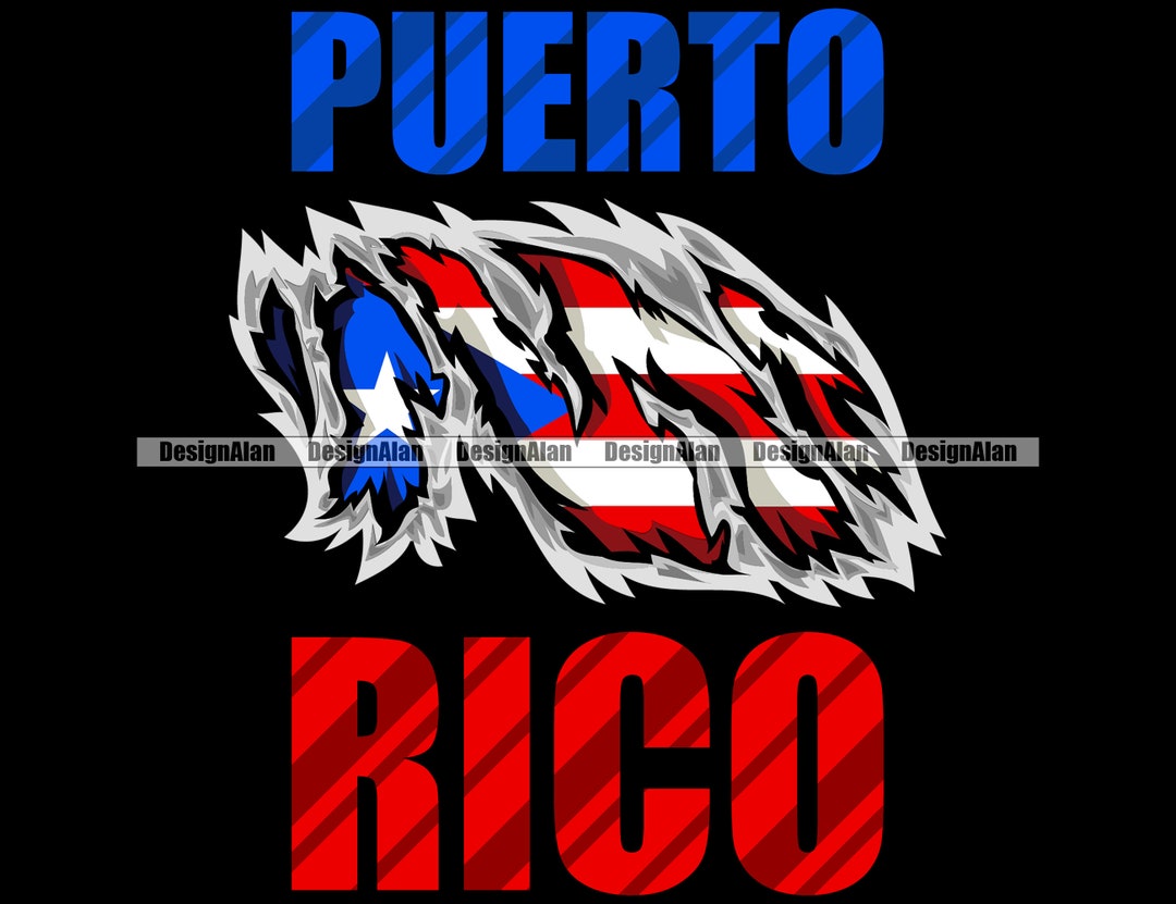 Puerto Rico Rican Flag Torn Ripped Through Fabric Spanish Latino ...
