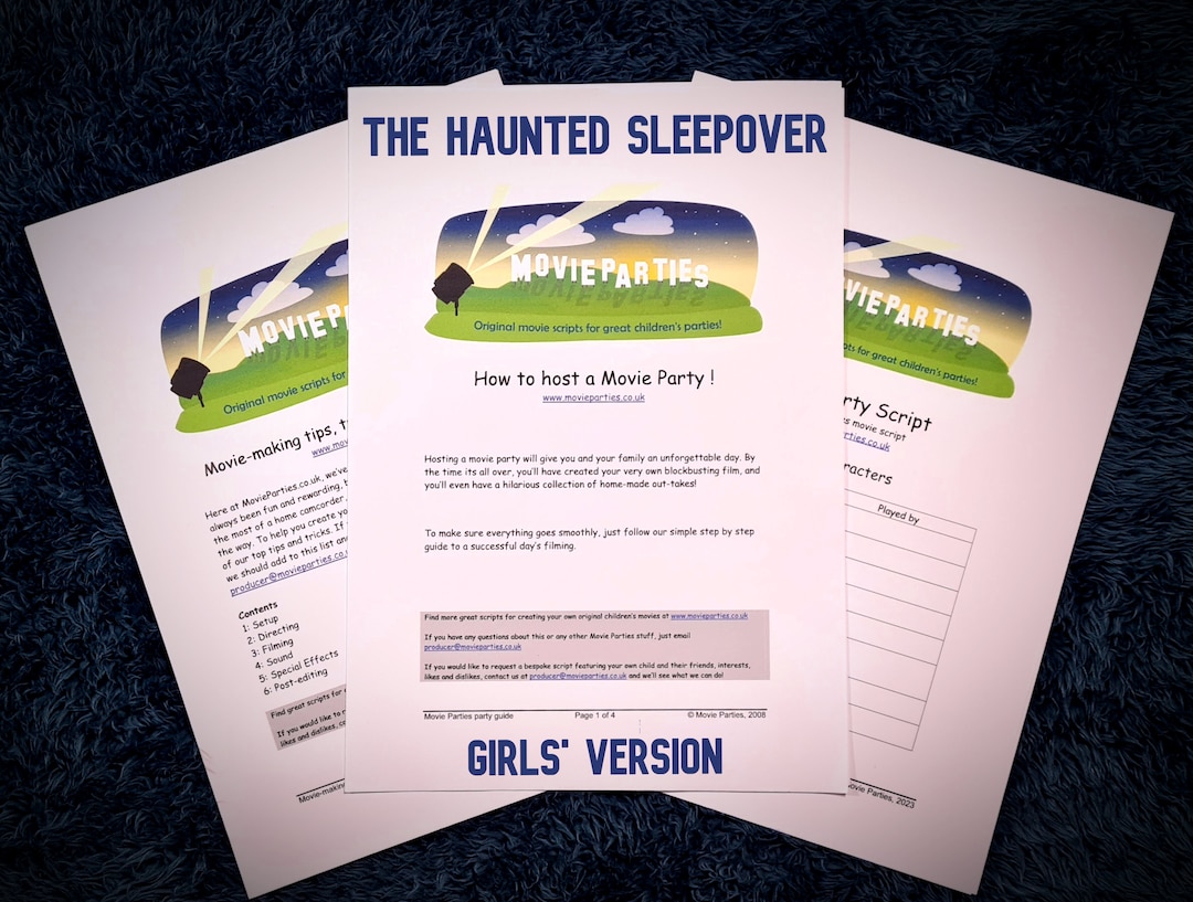 Girls' Movie-making Birthday Party Film Script: the Haunted Sleepover ...