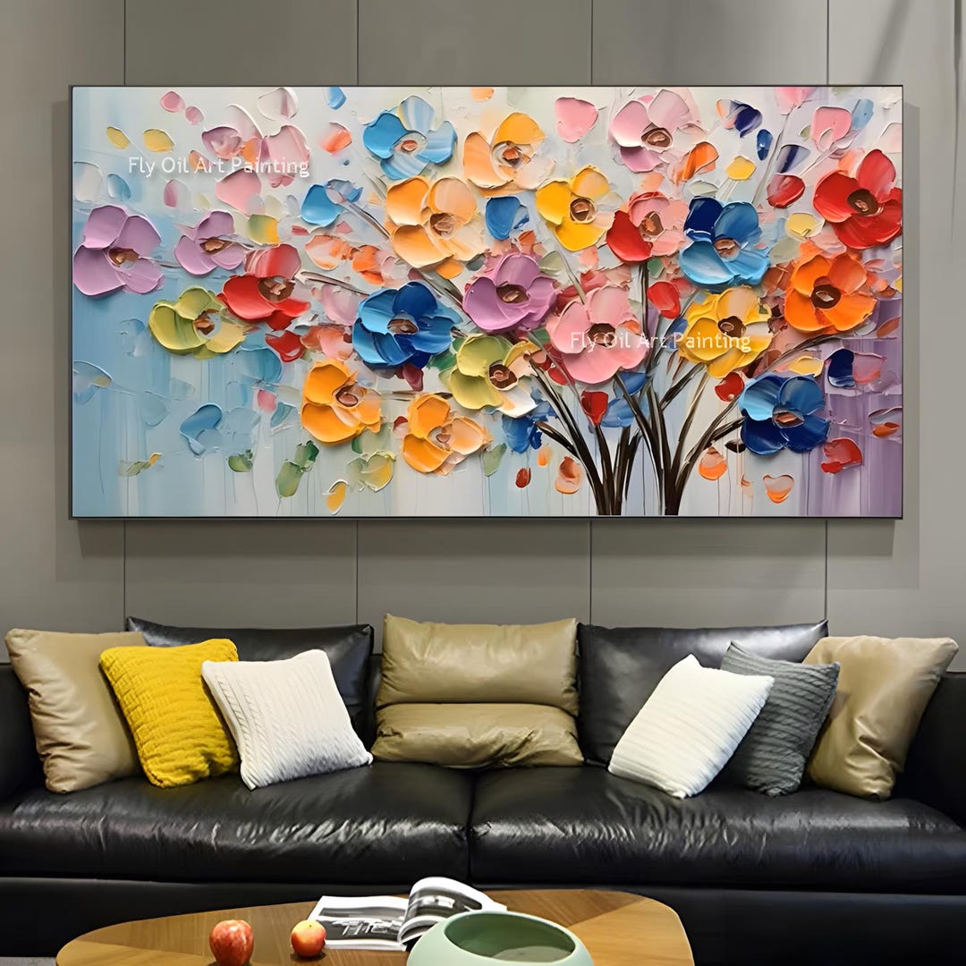 Handcrafted Abstract Knife With 3D Gold Flower Imagery – a 100% Hand ...