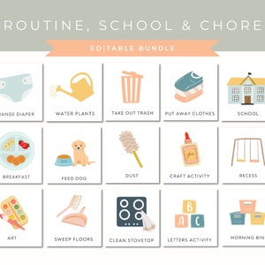 Editable Daily Routine, School & Chore Cards, Kindergarten Schedule ...