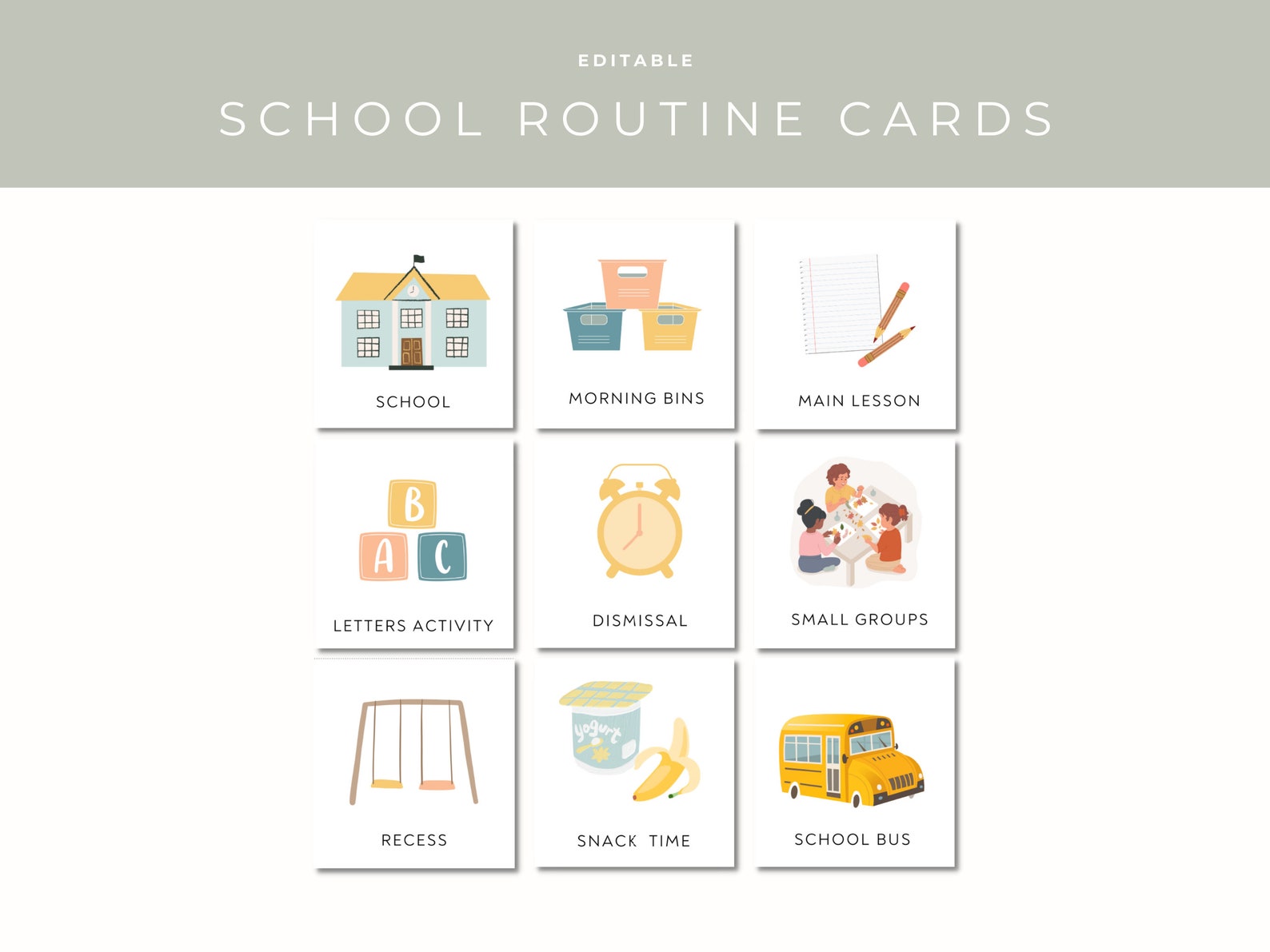 Editable School Routine Cards & Chart, School Schedule, School Routine ...
