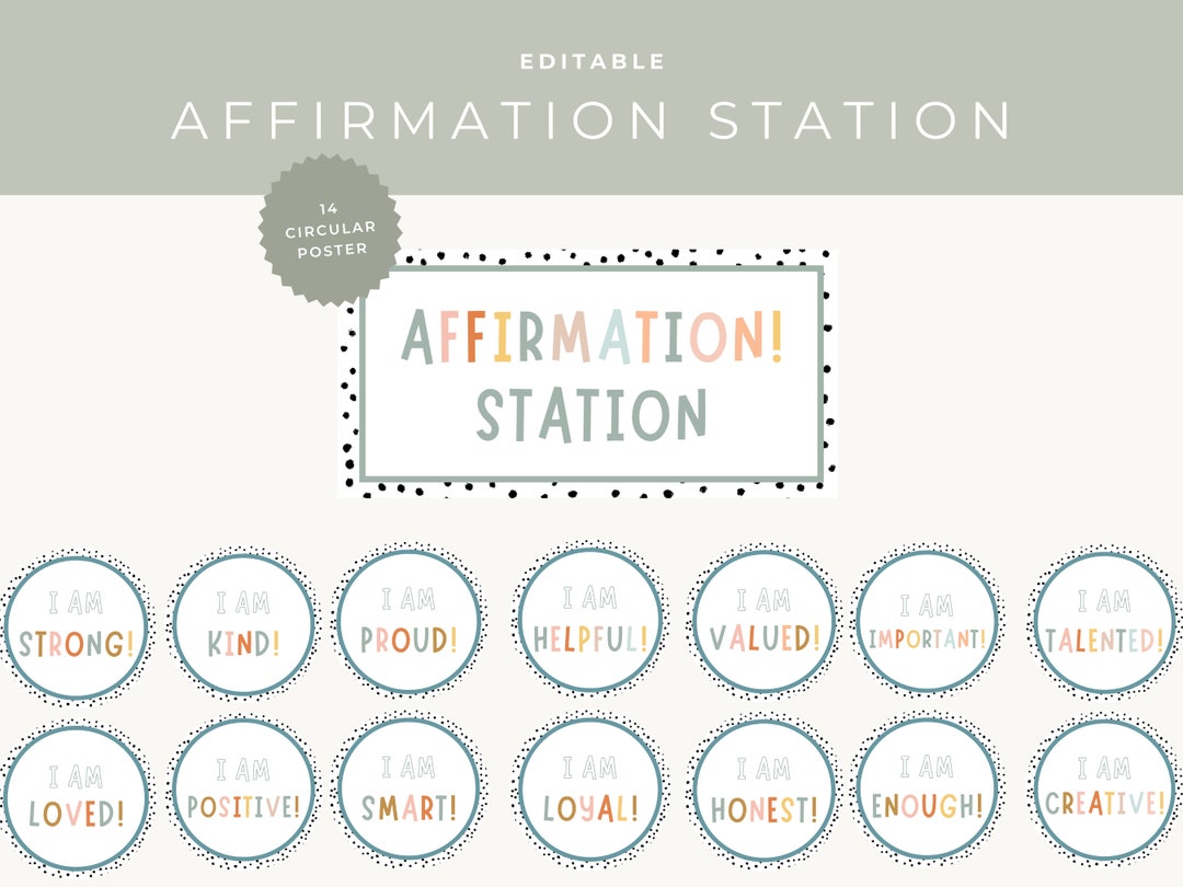 Editable Affirmation Station Posters, Bulletin Board Display ...