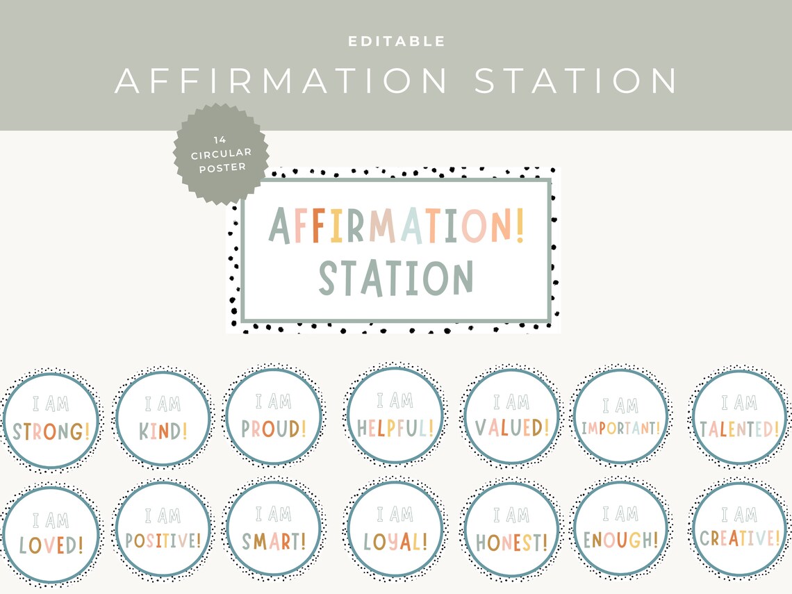 Editable Affirmation Station Posters, Bulletin Board Display ...