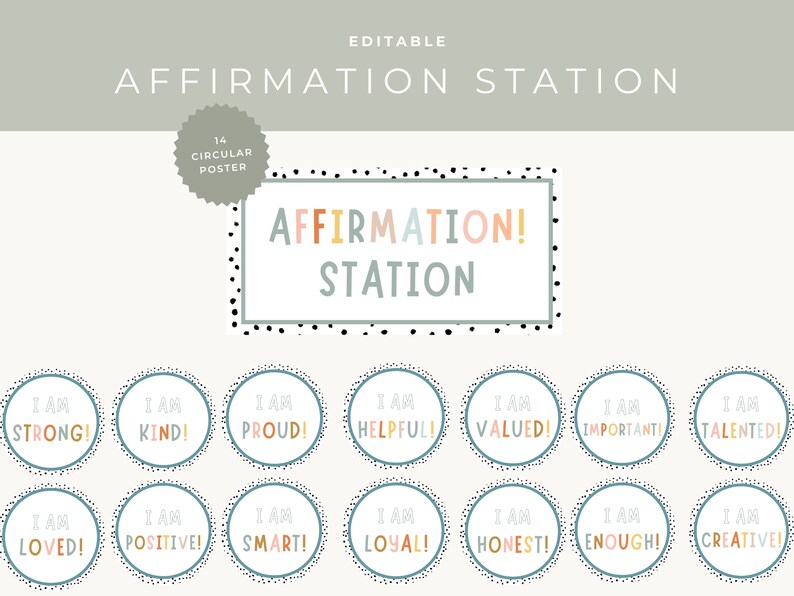 Editable Affirmation Station Posters, Bulletin Board Display ...