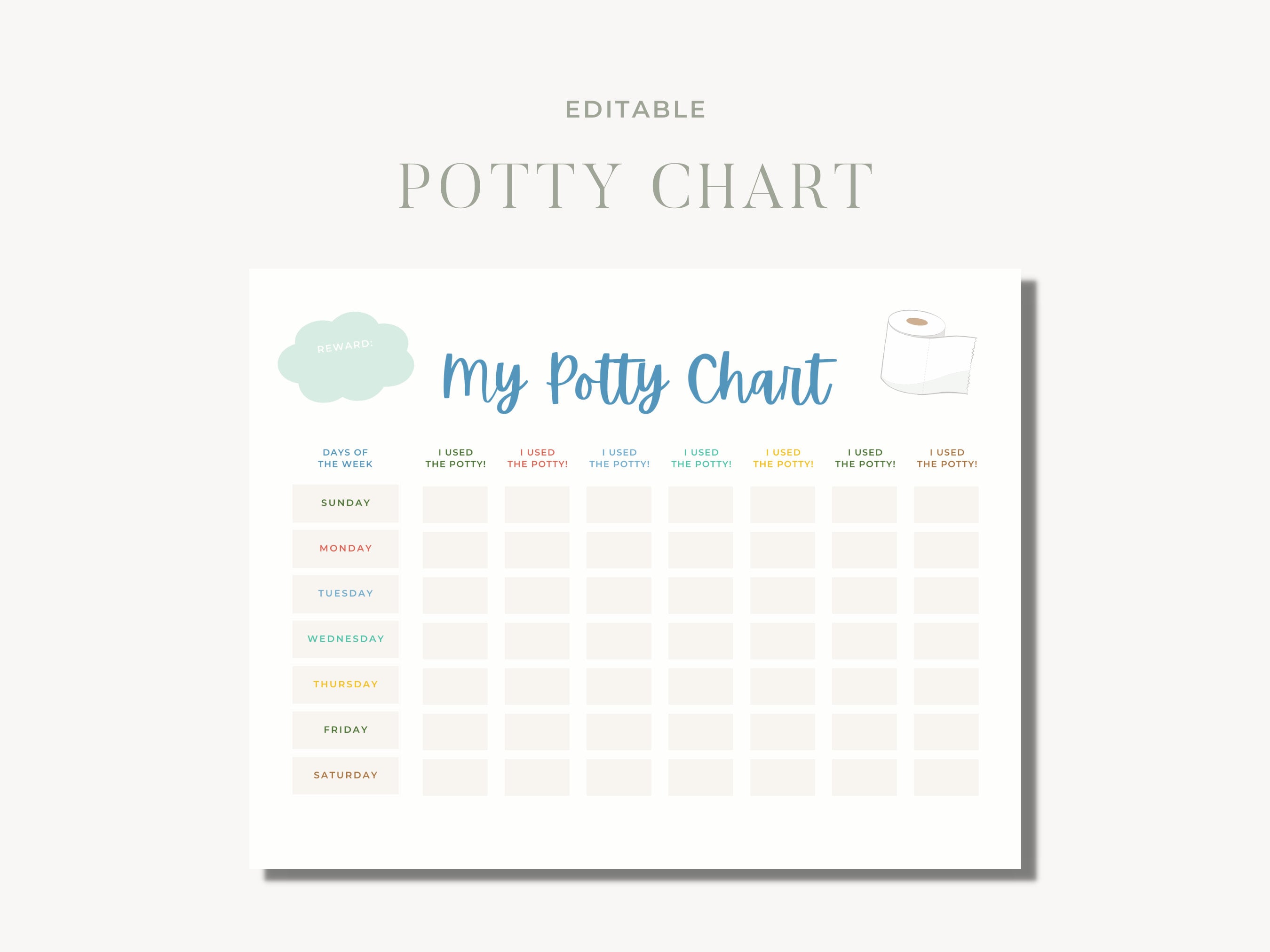 Potty Chart Printable Potty Training Chart for Kids Toddler - Etsy ...