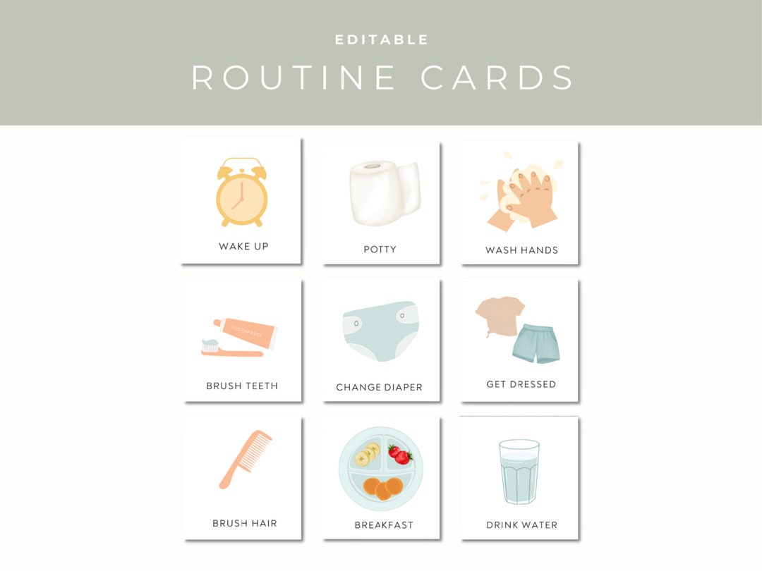 Editable Daily Routine Cards & Chart, Toddler Daily Schedule, Chore ...