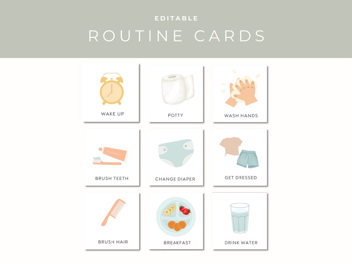 Editable Daily Routine Cards & Chart, Toddler Daily Schedule, Chore ...