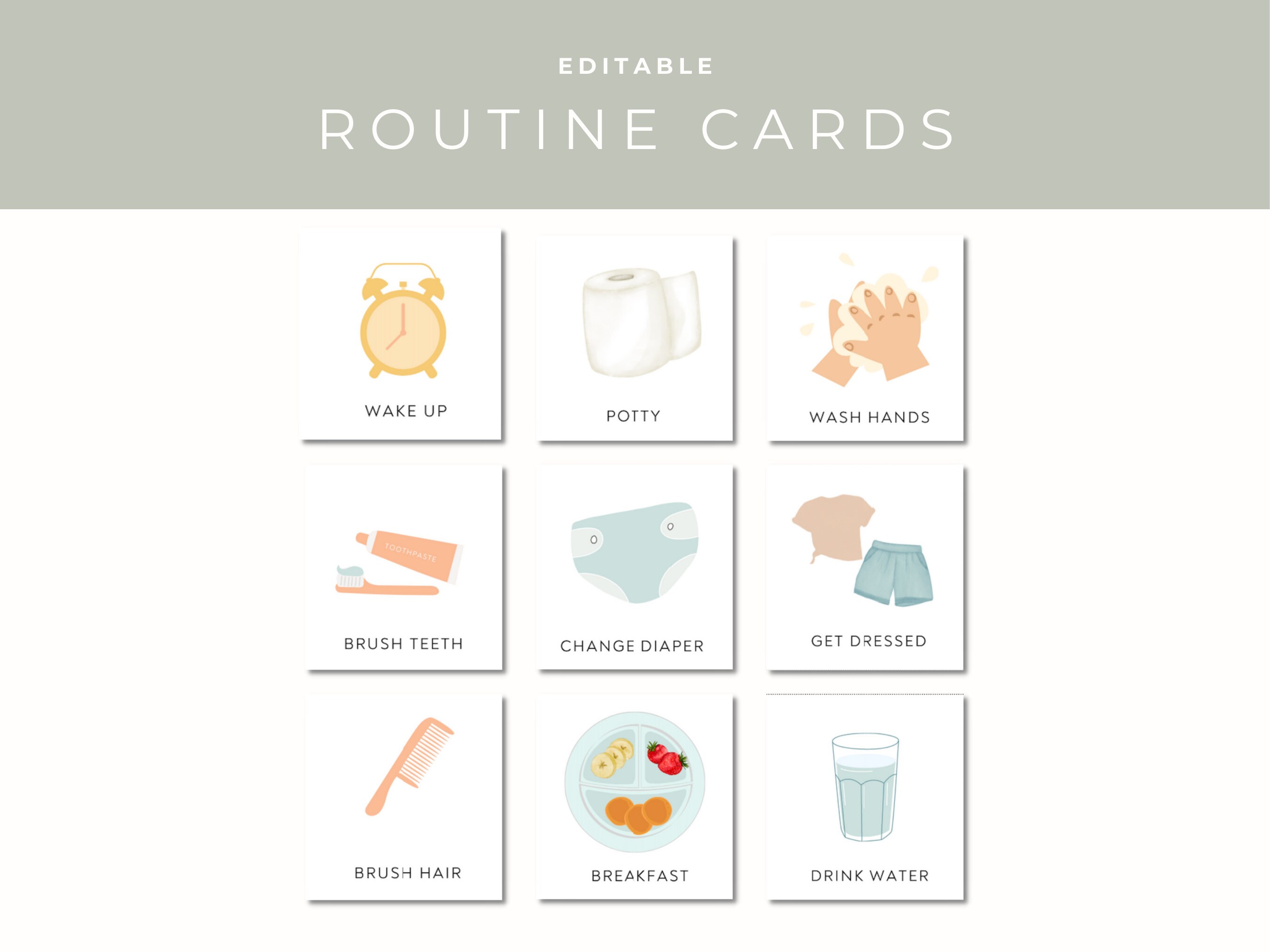 Editable Daily Routine Cards & Chart, Toddler Daily Schedule, Chore ...