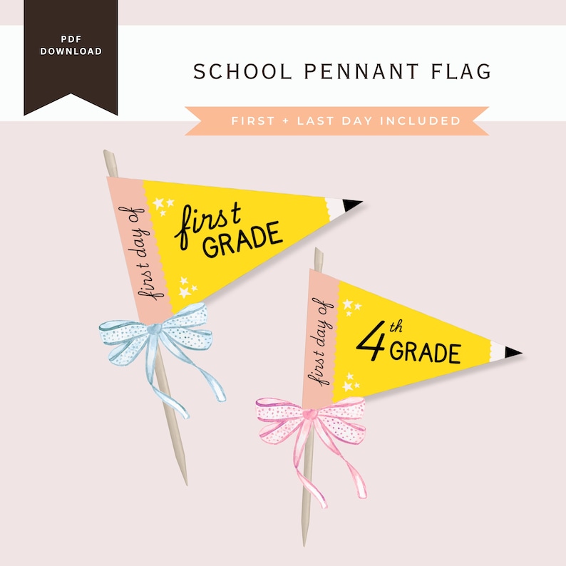 First Day of School Pennant Flags | Printable Back to School Flag ...