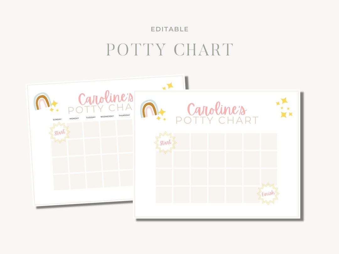 Potty Chart Printable Potty Training Chart For Kids Toddler Etsy