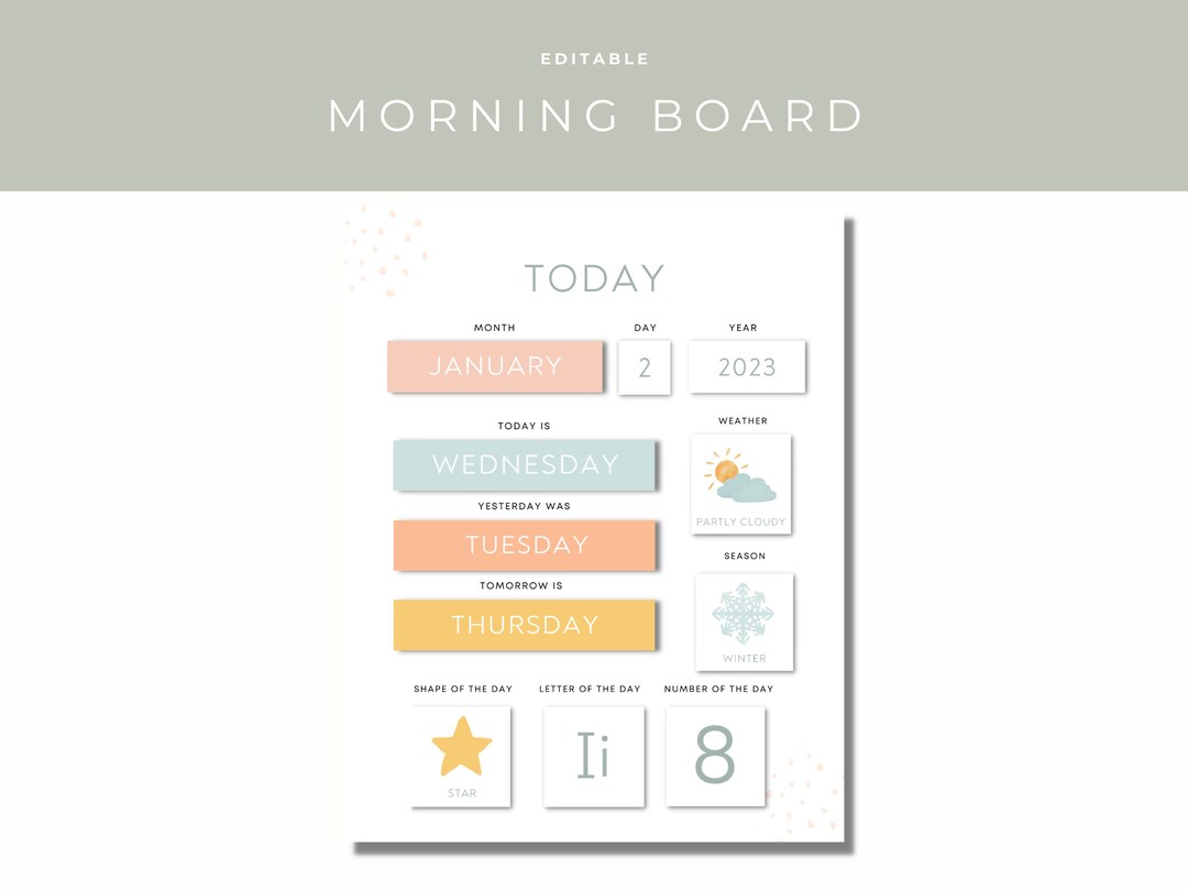Daily Morning Board Circle Time Calendar Printable - Etsy