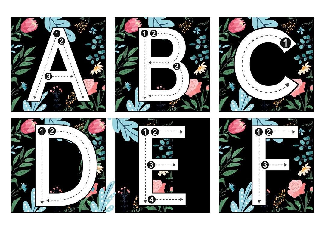 Blooming Capitals: Garden Letter Tracing Flashcards - Etsy