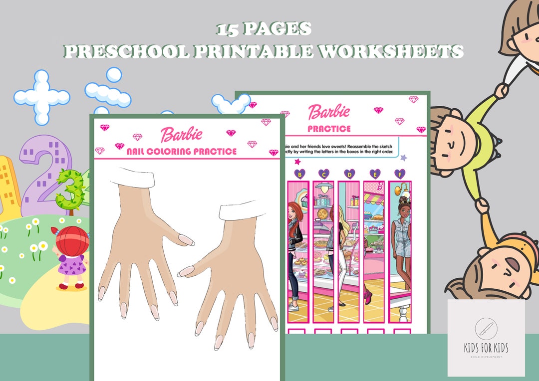 Barbie Preschool Pre-k Kindergarten Learning Bundle Activity Worksheets ...