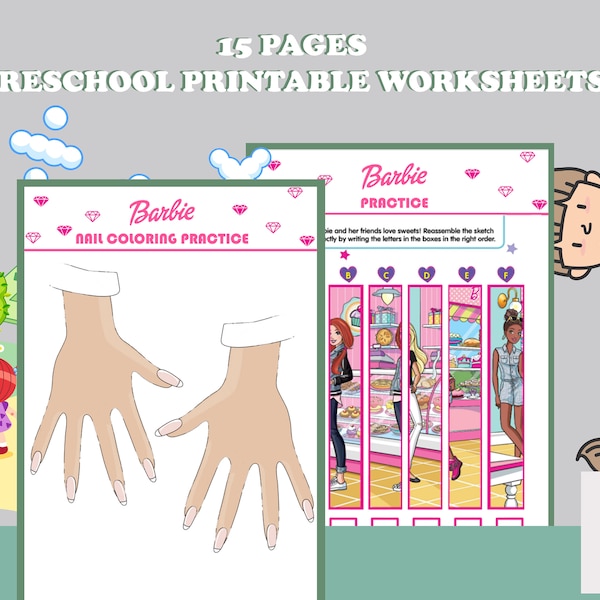 Barbie Worksheets - Etsy