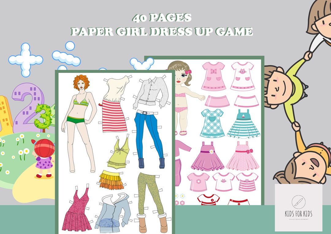 40 Pages Paper Girl Dressing Game Pre-k Kindergarten Learning Bundle ...