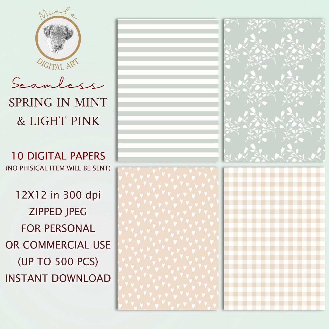 10 Seamless Digital Paper, Pastel Digital Pattern, Scrapbook Paper ...