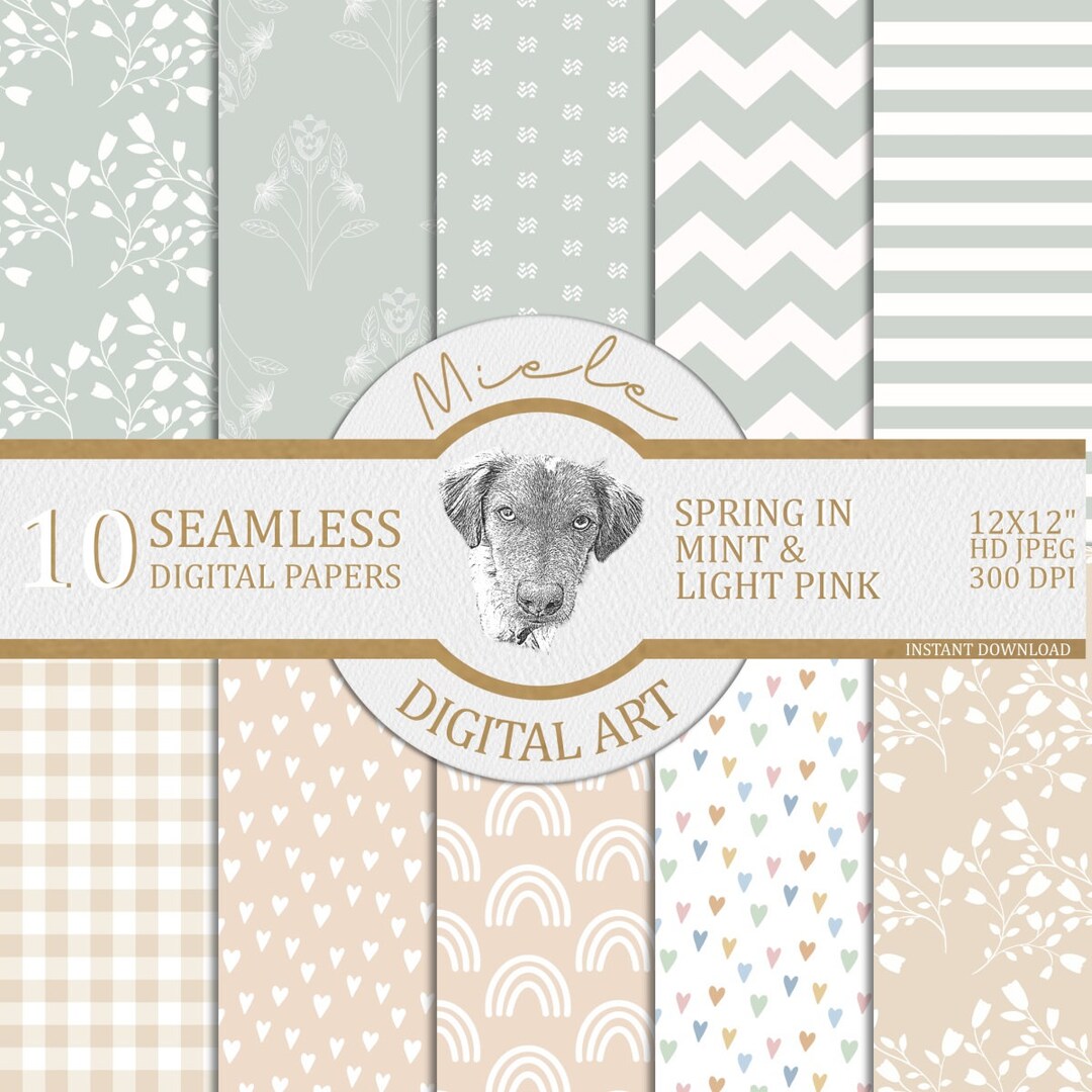10 Seamless Digital Paper, Pastel Digital Pattern, Scrapbook Paper ...