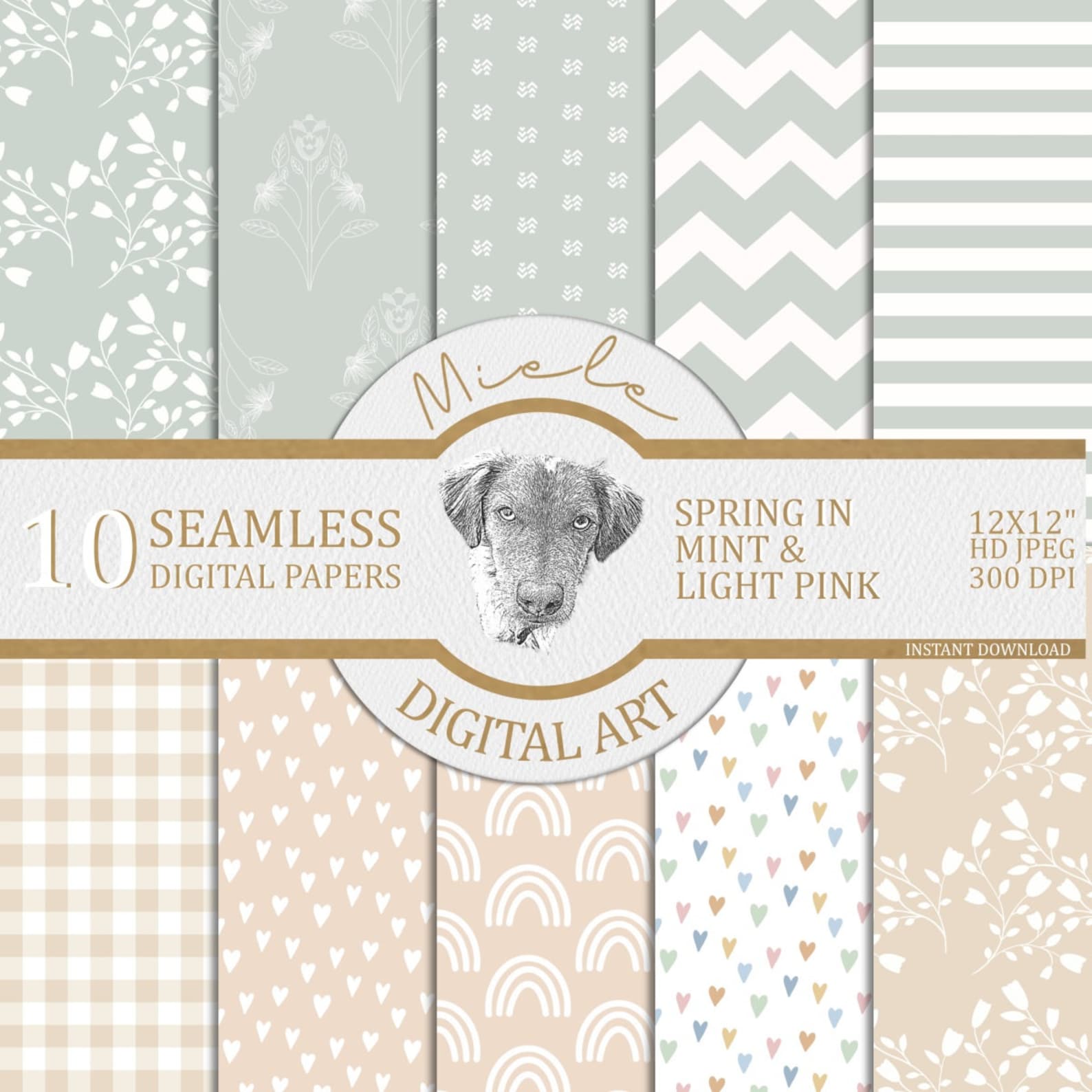 10 Seamless Digital Paper, Pastel Digital Pattern, Scrapbook Paper ...